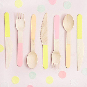 Meri Meri Neon Wooden Cutlery Set