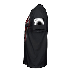 Fantastic Tees USA American Skull Patriotic Shirts for Men T-Shirt (Black, L)