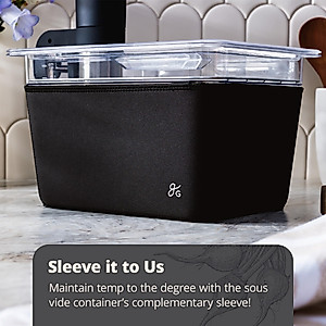 Greater Goods Sous Vide Container 12 Qt with Stainless Steel Rack, Insulation Sleeve, and Lid, (Onyx Black)