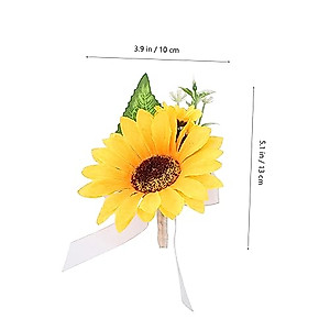ARTIBETTER 2pcs Corsage Wrist Flower Bracelets for Man Prom Hair Accessories Men Gifts Stocking Stuffers Sunflower Wristlet Band Bracelet Sunflower Brooch Corsage Bride Brooch Wedding Corsage
