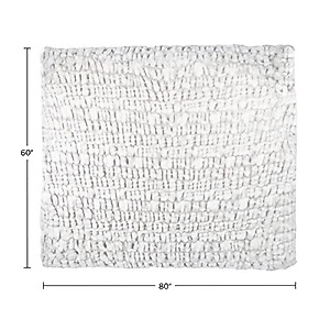 Lavish Home Oversized Ruched Faux Fur Blanket, 60x80-Inch Jacquard Faux Fur Queen-Size Throw for Beds and Sofas, Gray