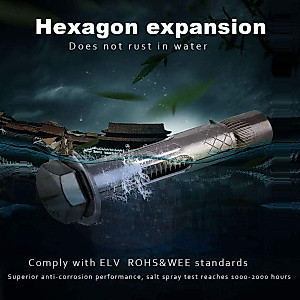 L-A Repair Part External Hex Expansion Bolt 304 Stainless Steel Expansion Bolts M8x80mm Silver (Pack of 3）