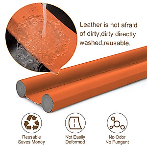 2PCS Under Door Draft Stopper,Twin Door Draft Blocker Weather Stripping Noise Cold Air Blocker Window,Washable,Dust Proof,Removable,Adjustable Door Sweeps 38"(Orange)