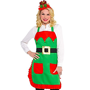 amscan Party City 3-Pack Christmas Elf Fabric Apron for Teens and Adults, One Size Fits Most