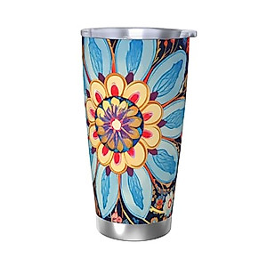 AYCZN Colorful Flower 20 OZ Tumbler Stainless Steel Travel Coffee Mug, Daisy Insulated Water Bottle with Lid and 2 StrawsLeakproof Thermal Cup