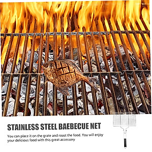 JEWEDECO 1pc Bbq Fish Rack Barbecue Fish Basket Bbq Grilling Basket Outdoor Grill Accessories Bbq Fish Holder Bbq Fish Basket Charcoal Grills Barbecue Grill Stainless Steel Grilled Shrimp