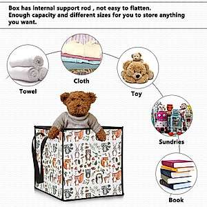 senya Large Collapsible Storage Bins with Handles Woodland Animals Foldable Laundry Hamper Cubes Fabric Basket Closet Organizer Containers Box for Home Bedroom Office 13 x 13 x 13in B06D22016