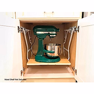 Wood Technology Kitchen Appliance Lift, White, with Self-locking Spring Mechanism for Heavy Appliance Storage and Space Savings