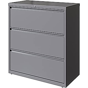 Hirsh 36" W HL10000 Series 3 Drawer Metal Lateral File Cabinet in Arctic Silver