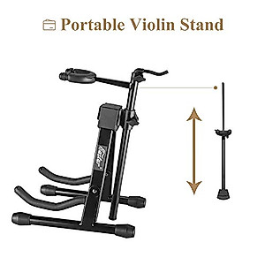 Eastar EST-006 Violin Stand Viola Stand with Bows Hook Holder Portable Adjustable