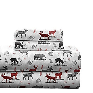 Pointehaven 180 GSM 100% Cotton Flannel Sheet Set - Queen, Northwoods Cream - Warm & Cozy - Pre-Shrunk -Deep Pockets - Elastic All Around-Comfy Double Brushed