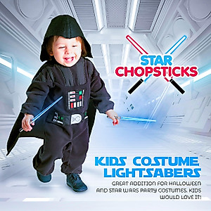 STAR CHOPSTICKS | FREE BOTTLE OPENER | 4 PAIRS DARK BOX | Lightsaber Chopsticks | Star Gifts and Toys for Kids | LED Light Up Reusable Safe Chopstick (4 PAIRS SET NEW)