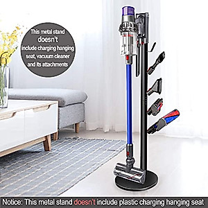 XIGOO Storage Stand Docking Station Compatible with Dyson V15 V11 V10 V8 V7 Vacuum Cleaners (Metal Bracket Black with 5 Hooks, Set of 2)