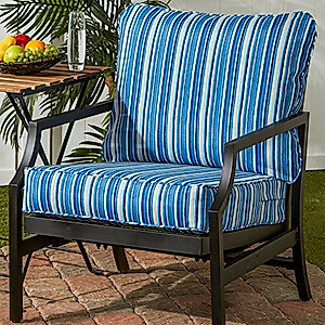 Greendale Home Fashions 2-Piece Outdoor Deep Seat Cushion Set, Steel Blue Stripe