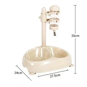 Pet Standing Water Dispenser Bowl- Multifunctional Automatic No Drip Water Bottle 24oz Food Feeder with Adjustable Height for Cats Dogs (Whole Set)