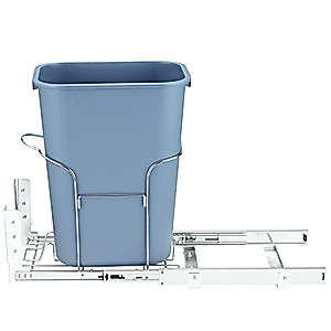VEVOR Pull-Out Trash Can, 35L Single Bin, Under Mount Kitchen Waste Container with Slide, Handle and Door Mounting Kit, 110 lbs Load Capacity Heavy Duty Garbage Recycling Bin for Kitchen Cabinet, Sink
