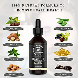 Striking Viking Vanilla Beard Oil (Large 2 oz.) - 100% Natural Beard Conditioner with Organic Argan and Jojoba Beard Oils with Vanilla Scent - Softens, Moisturizers, and Strengthens Beard Growth