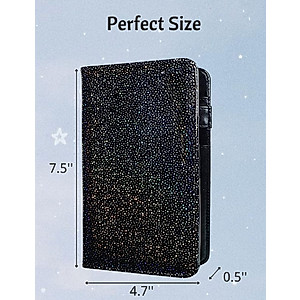 Glitter Black Server Book for Waitress Book Server Wallet Waiter Book Cute Bling Waitstaff Organizer Fit Waitress Apron (Glitter Black)