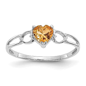 IceCarats 14K White Gold Yellow Orange Citrine Heart Love Ring Gemstone Band November Birthstone Jewelry Size 6