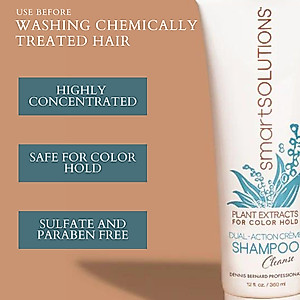 smartSOLUTIONS Dual-Action Creme Shampoo | Sulfate, Paraben & Sodium Chloride Free | Color Safe & Chemically Treated Hair Safe (12 fl oz)
