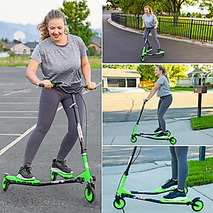 AODI Swing Wiggle Scooter, 3 Wheels Drifting Scooter with Adjustable Height/Folding Kick Scooter for Kids/Woman/Men Age 6+ Years Old