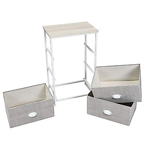 Giantex Dresser Storage Tower Nightstand W/Fabric Drawers, Sturdy Steel Frame and Wood Top Organizer Unit for Bedroom, Living Room, Entryway,Closets End Table Storage Unit (29’’(H), White)