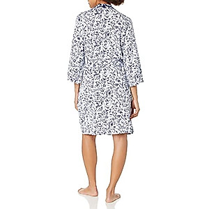 Vera Bradley Women's Cozy Knit Robe (Extended Size Range), Perennials Misty Surf, Small - Medium