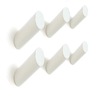 barilo Wood Wall Hooks, 6 Pack Hat Hooks for Wall | White Coat Hooks Wall Mounted | Modern, Decorative Wooden Wall Hangers | Hook for Hanging Backpage, Robe, Hat, Towel, Coat, Purse, Bag