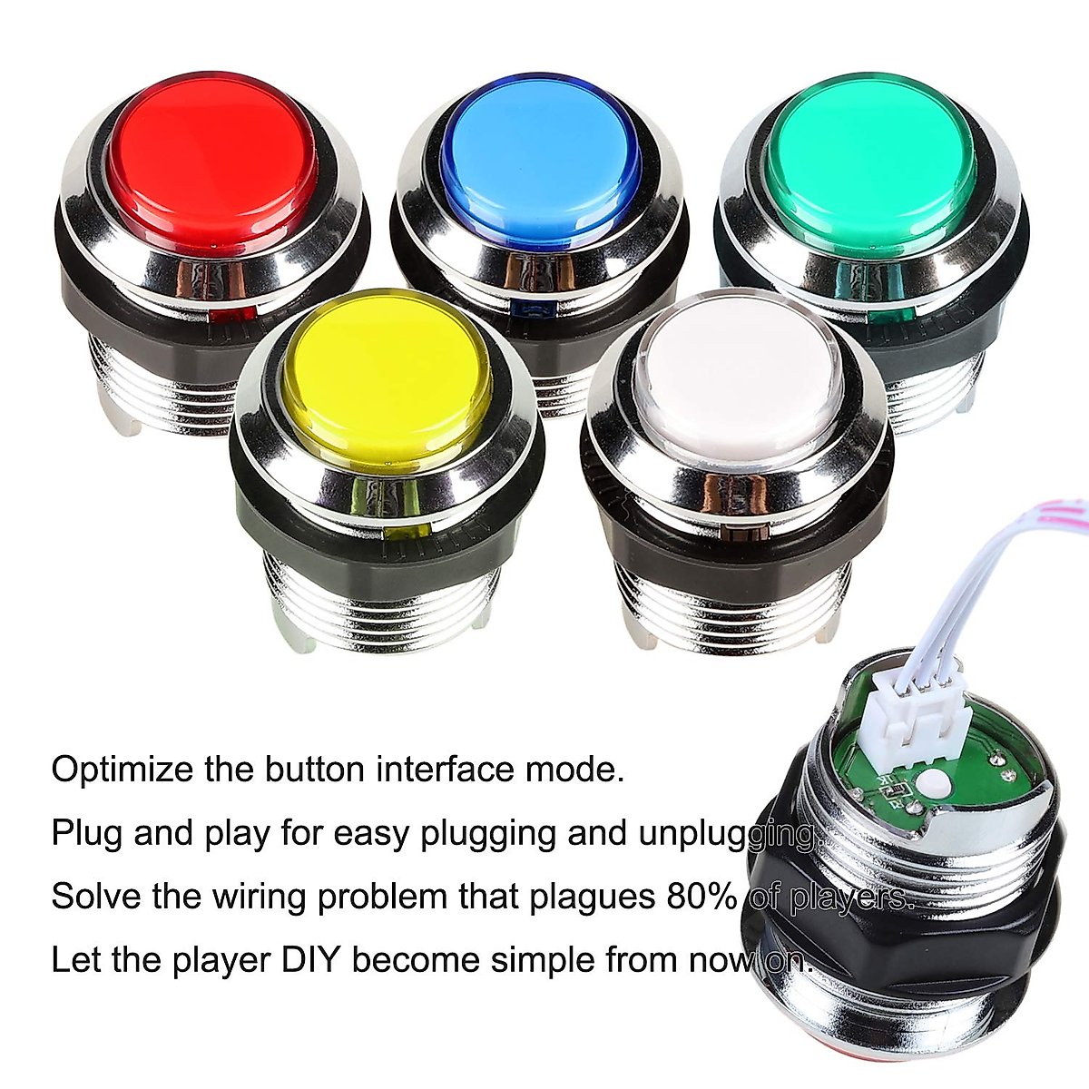 Avisiri 2 Player Arcade Joystick DIY Kit 2 x 8 way Joystick + 20x Chrome LED Arcade Buttons Game Kit for PC Raspberry Pi Video Games (Red-Blue Kits)
