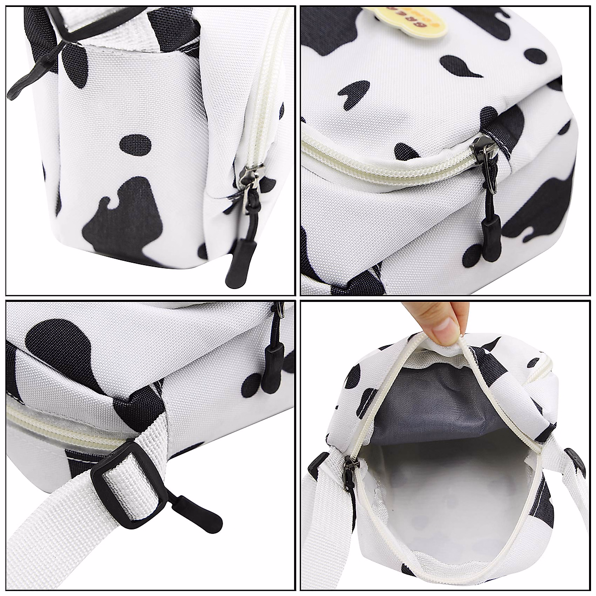 JUMISEE Cute Cow Print Canvas Crossbody Purse Small Cell Phone Bag Shoulder Handbag for Men Women Kids