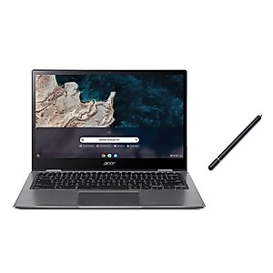 acer Chromebook Spin 2-in-1 13.3"" FHD IPS Touch Laptop | Qualcomm Snapdragon 7c | Qualcomm Adreno 618 GPU | 4GB RAM | 64GB SSD | Backlit Keyboard | Chrome OS | Bundle with Stylus Pen, Grey