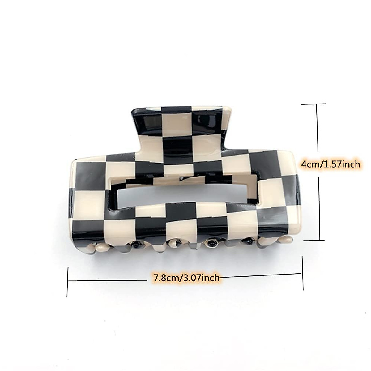 Checkered Hair Claw Clips for Women Girls Fashion Hair Clips for Styling Claw Clamps Thick Hair Retro Rectangle Shape, YOEMAYUNER (3PCs 3Colors a)