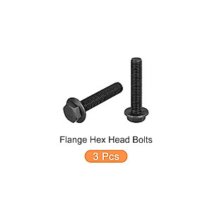 METALLIXITY Flanged Hex Head Bolts (M12x60mm) 3pcs, Hexagon Serrated Flange Bolt Fully Thread Screw - for House Construction Hardware Fasteners