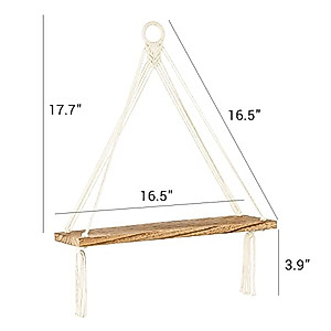 Dahey Stuffed Animal Storage Net Hammock and Macrame Hanging Shelf for Nursery Bedroom Bathroom Living Room Dorm Room