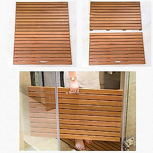 WBRSybUS Natural Solid Wood Bath Mat with Handle,Square/Rectangle Shower Mat, Slip Proof Bath Mats for Seniors/Pregnant Woman,Indoor Outdoor Wooden Large Floor Mats,60 * 70cm, 6070cm