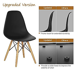 Giantex Dining Chairs Set of 2 Black, Pre Assembled Mid Century Modern Dining Chairs with Wood Legs, Armless Kitchen Chairs, Plastic Dining Side Chair for Dining Room, Kitchen, Living Room