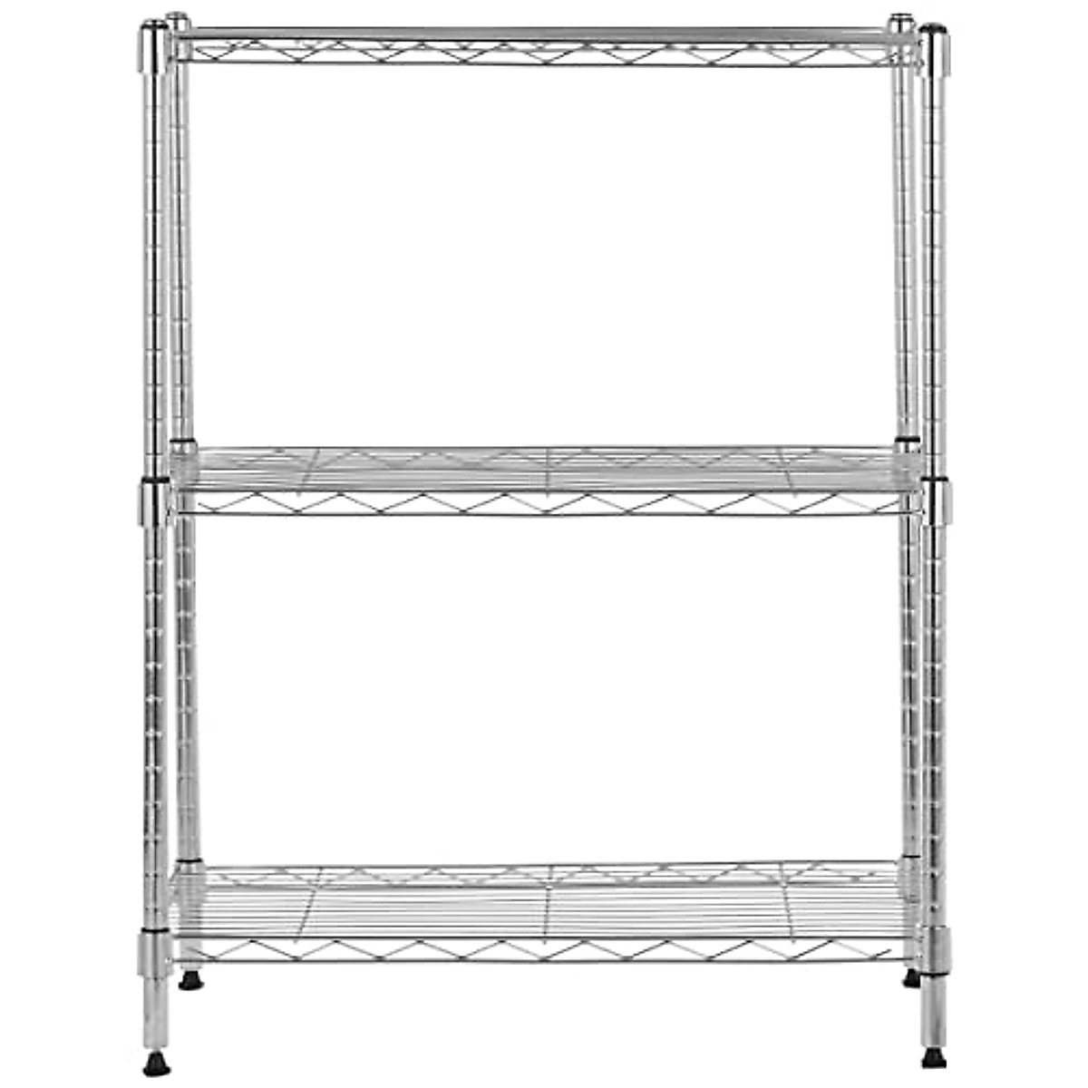 Amazon Basics 3-Shelf Adjustable, Heavy Duty Storage Shelving Unit (250 lbs loading capacity per shelf), Steel Organizer Wire Rack, Chrome, 23.2" L x 13.4" W x 30" H
