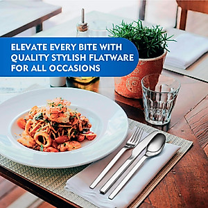 40 Piece Modern Silverware Flatware Cutlery Set, EIUBUIE Premium Stainless Steel Utensils Service for 8, Square Edge Design Kitchen Tableware Spoons and Forks Set, Mirror Polished, Dishwasher Safe