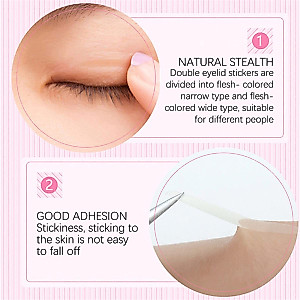 Waterproof Invisible Double Eyelid Tape - 1200 Pieces Natural Fiber Eyelid Lifter Strips, Eye Lift Tape for Droopy Lids, 2 Rolls Invisible Eye Stickers, Big Eye Decoration