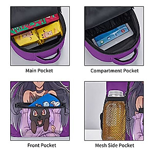 YAOJIAADM Anime Backpack Schoolbag 3D Printed Large Capacity Waterproof Nylon Backpack Adjustable Shoulder Strap Suitable for Travel Picnic Black