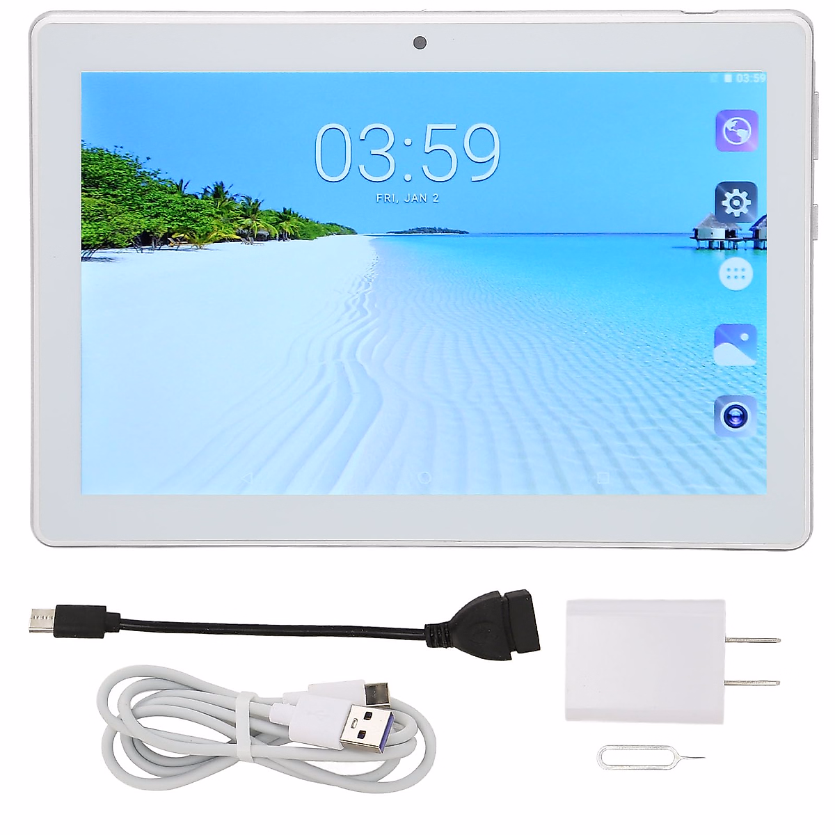 DAUERHAFT Office Tablet, US Plug 100‑240V Tablet PC 6GB RAM 128GB ROM 4G LTE 5G WiFi 3 Card Slots for School (Silver)