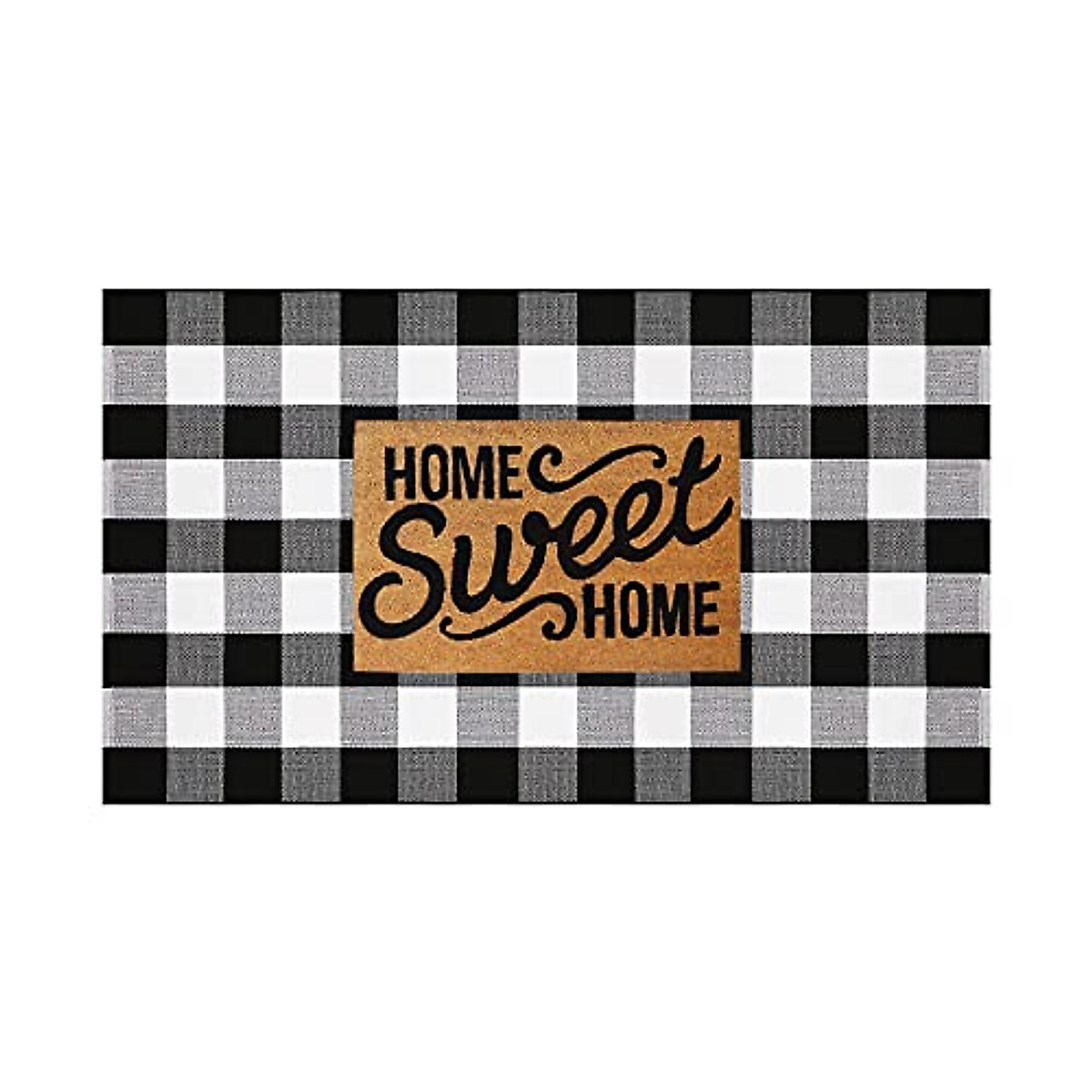 Ckorzen Cotton Buffalo Plaid Rug 3x5 ft Outdoor Black and White Check Rug Retro Lattice Checkered Rugs Reversible Woven Washable Front Porch Rugs for Layered Front Door Mats