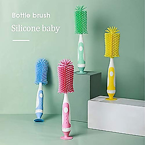 UUKING Baby Bottle Brush Small Bottle Silica Gel Scrubber Cleaner Brushes Set Sponge Washer Milk Water Cleaning Kit Cup, (Green)