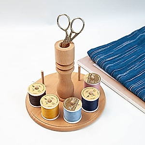 YWNYT Wood Yarn Holder, 8-Spools Wooden Spinning Yarn & Thread Holder Sewing and Embroidery Thread Rack and Organizer Knitting Embroidery Accessory Gift