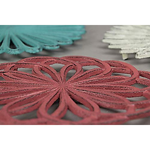Set of 3 Cast Iron Floral Bloom Kitchen Décor Trivets Decorative Wall Hangings Geometric Patterns