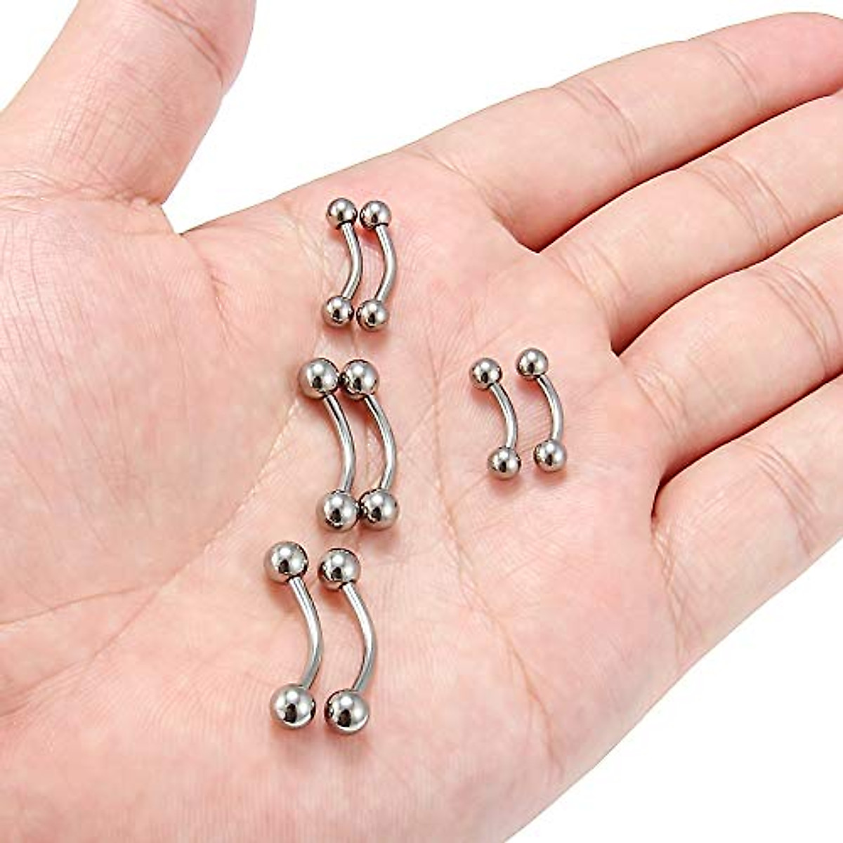 SCERRING 8PCS 14G G23 Titanium Curved Eyebrow Barbell Tragus Helix Ear Belly Lip Nipple Tongue Ring Body Piercing Jewelry 6mm 8mm 10mm 12mm