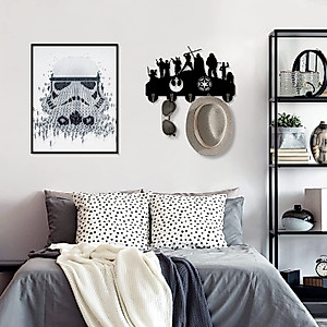 ANTWAX Star Black Key Holder for Wall, Star and Warplane Theme Key Holder, Wars Theme Key Rack Wall Decor for Bedroom, for Wall for Kitchen and Entryway Decor, Easy to Install