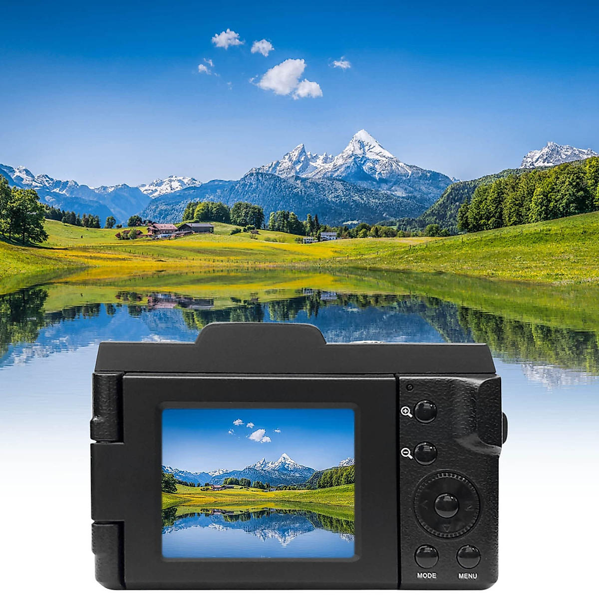 1080p Camera Digital Camera for Photography, Mini Vlogging Camera with 2.4 Inch HD Large Screen, 16x Digital Zoom, Detachable Lens, Built-in Microphones, Cool Stuff, Travel Essensials