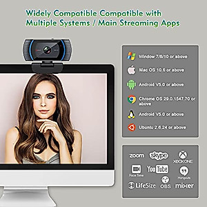 Angetube Webcam with Microphone and Privacy Cover，PC Camera Autofocus Webcam，1080P USB Web Camera with Software Control for Mac and Windows, PC Computer Camera Compatible with Zoom/Skype/Teams/OBS