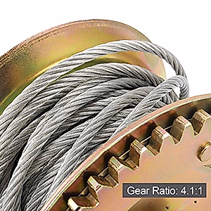 ZOENHOU 1600lbs Capacity Heavy Duty Hand Winch with 49FT / 15m Steel Cable, Hand Crank Winch, Boat Trailer Winch Manual Winch with Hook and Gear Grease, for Pulling Boat Trailer Truck